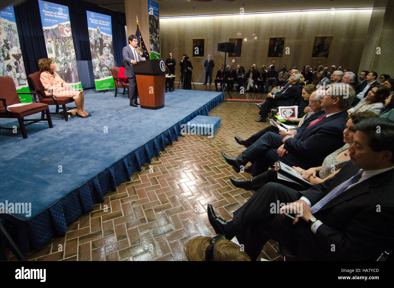 This photo captures the dedication event honoring Cesar Chavez ...