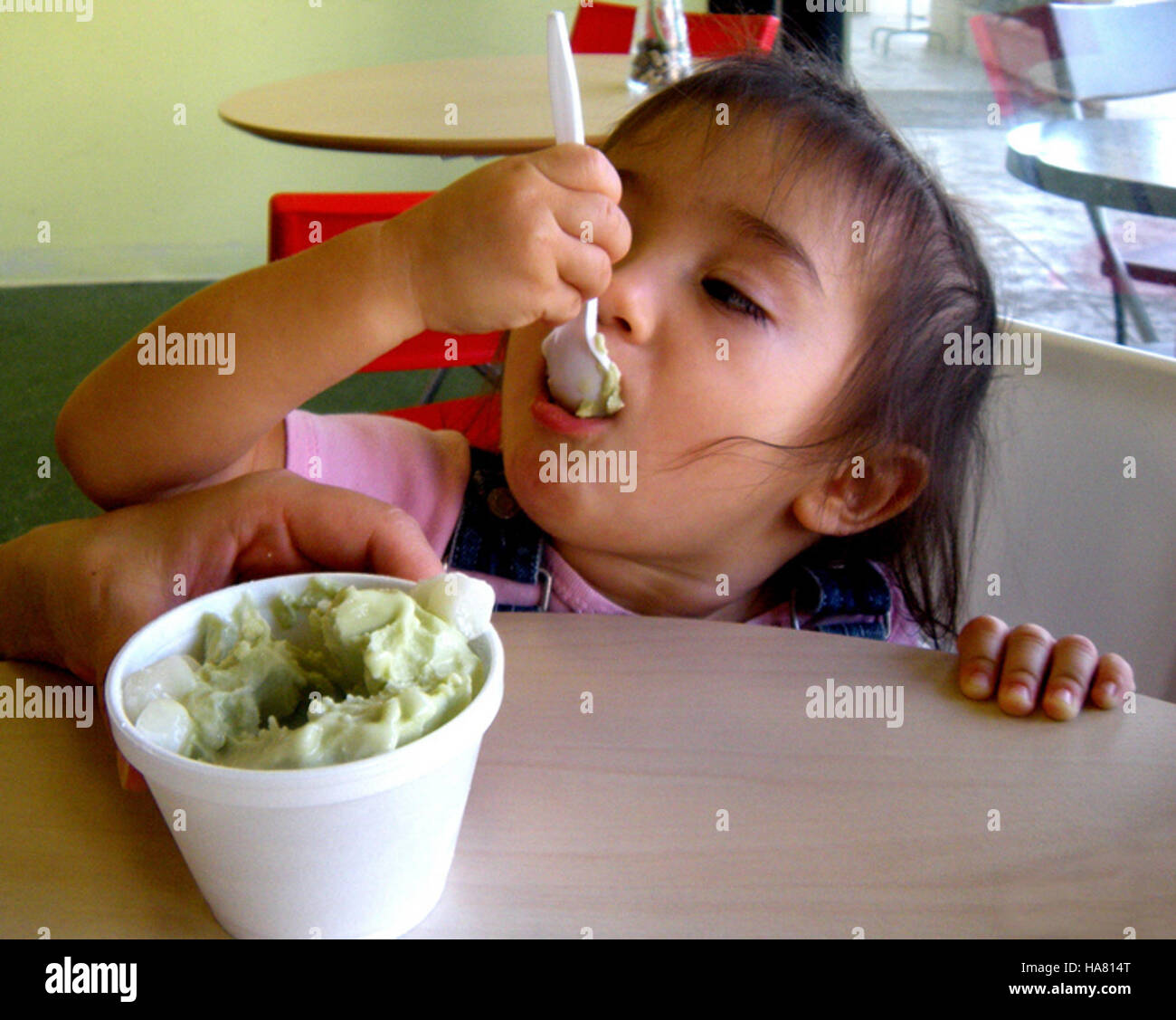 This image depicts a refreshing activity of eating frozen yogurt, often ...