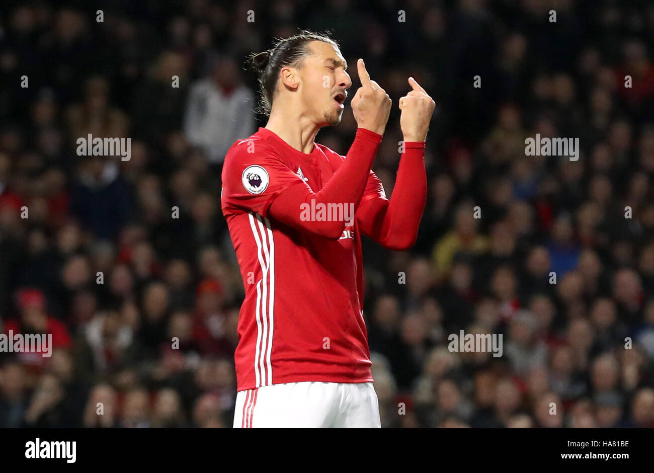 Manchester United's Zlatan Ibrahimovic gestures in frustration during ...