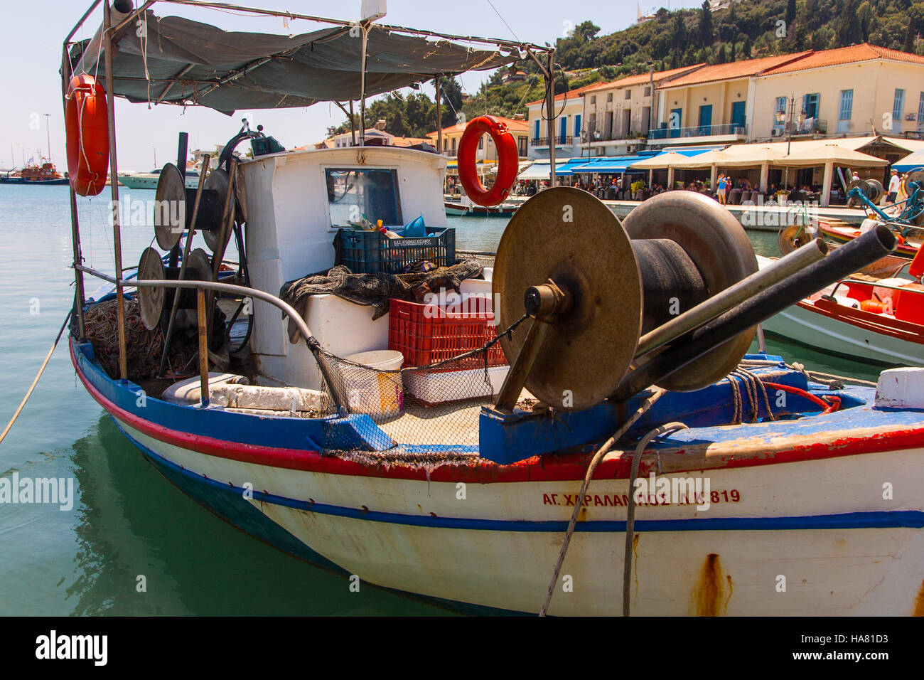 Greek fishing boat Stock Photo - Alamy