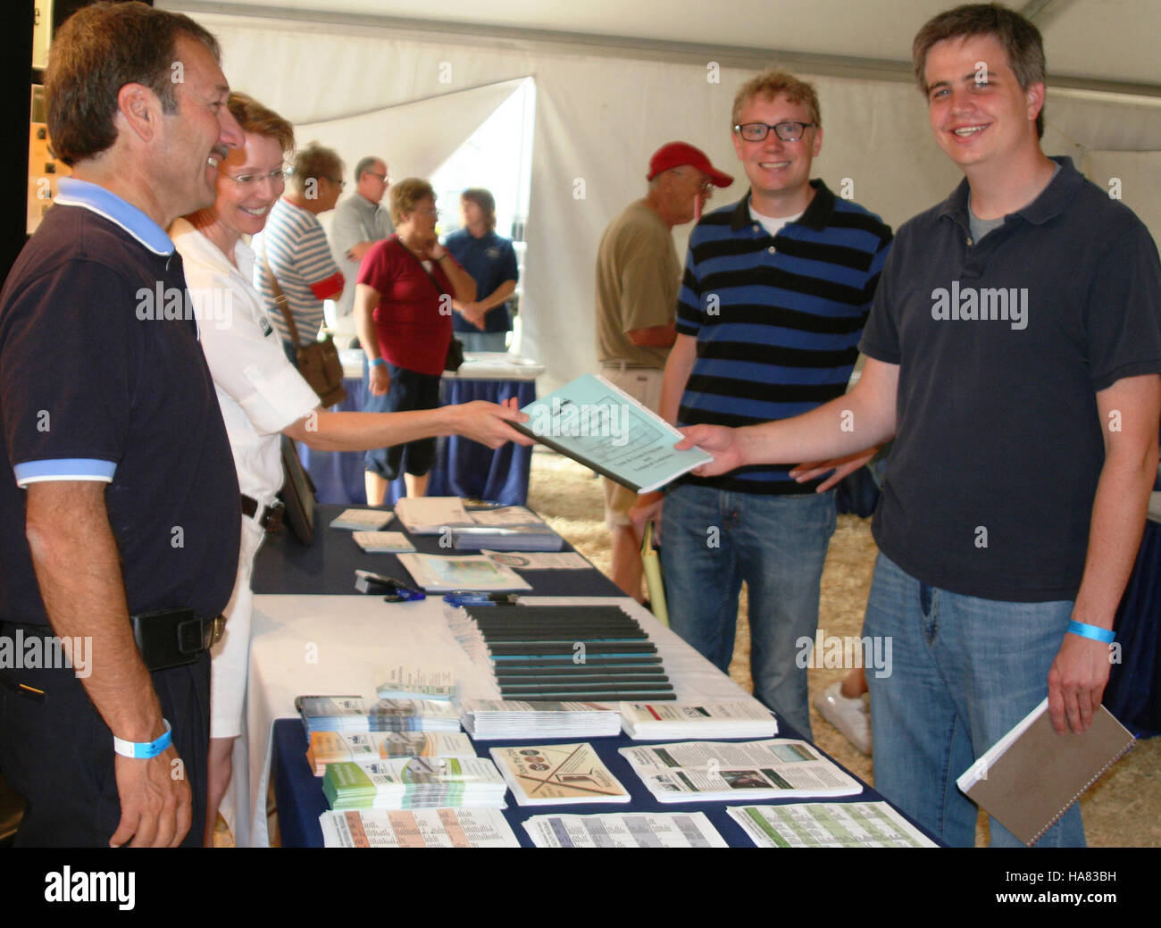 A booth at a public event showcases the U.S. Department of Agriculture ...