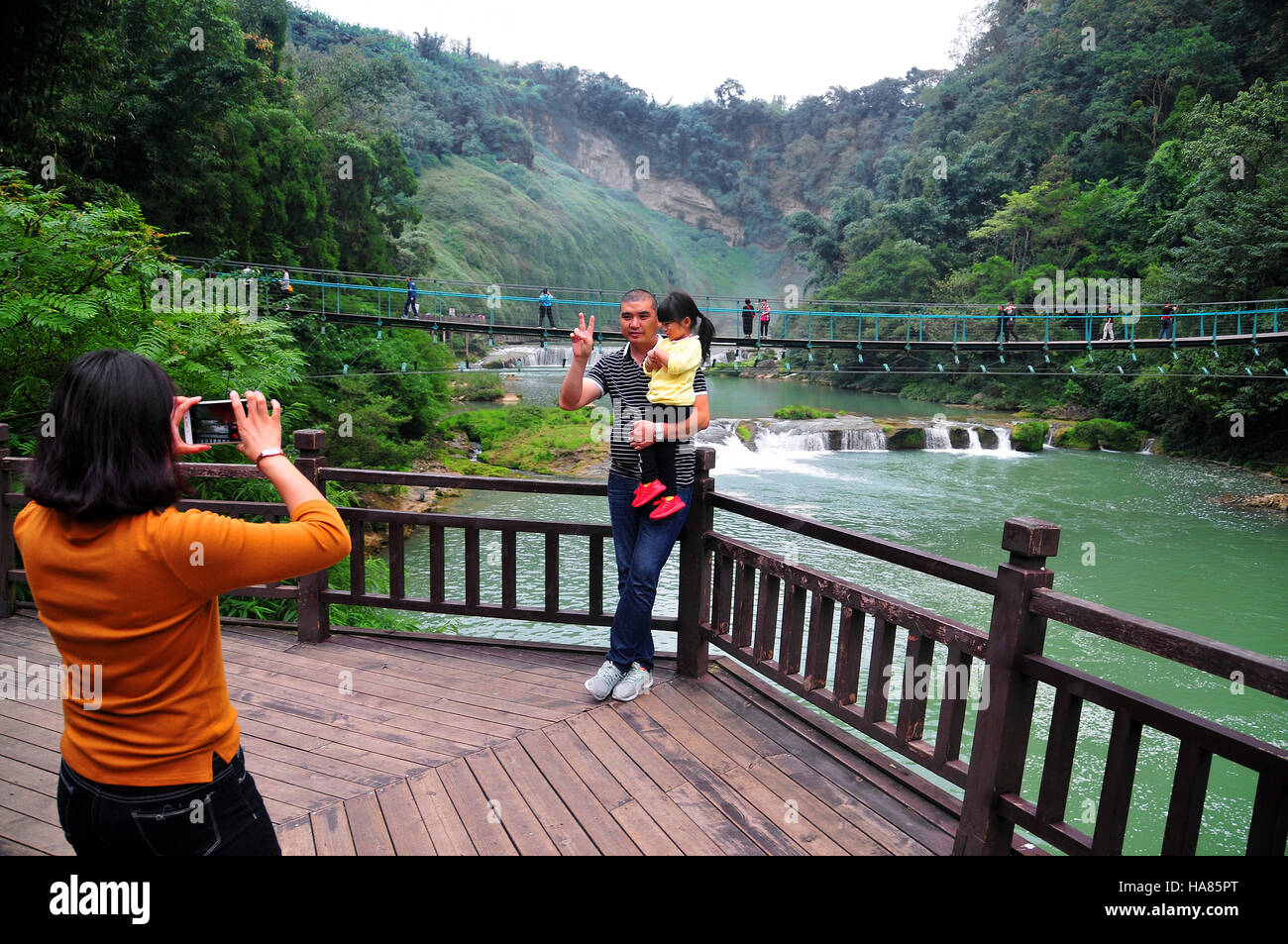 The beautiful Yellow Fruit Tree waterfall (Huangguoshu Waterfall) is ...
