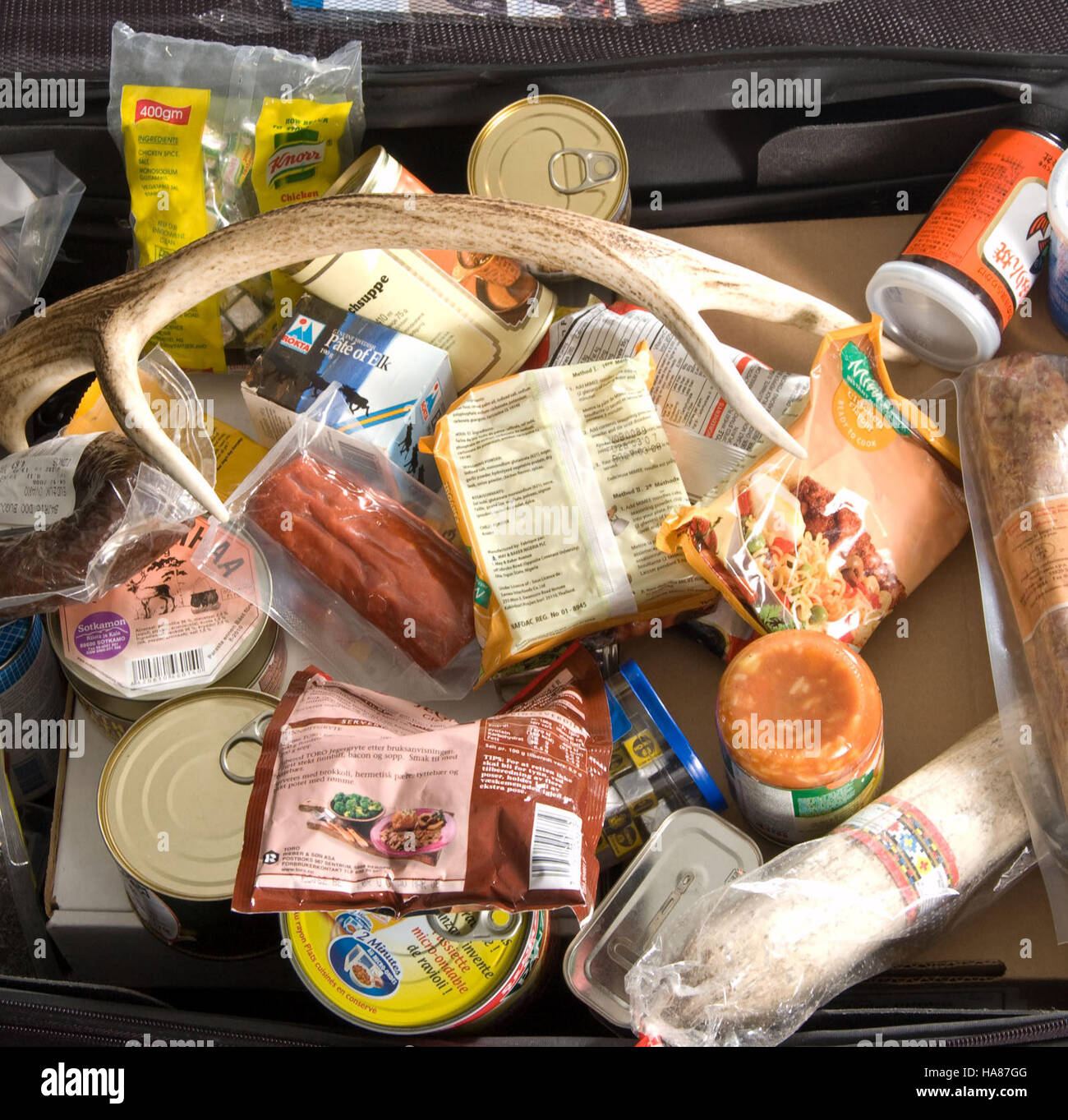 A USDA inspection photo showing agricultural items in passenger baggage ...