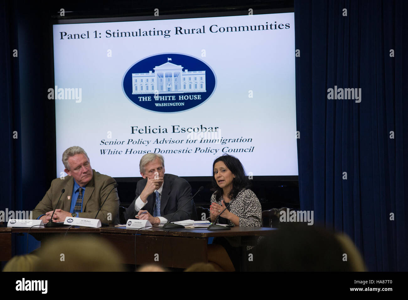 A USDA representative presents information on the impact of agriculture ...