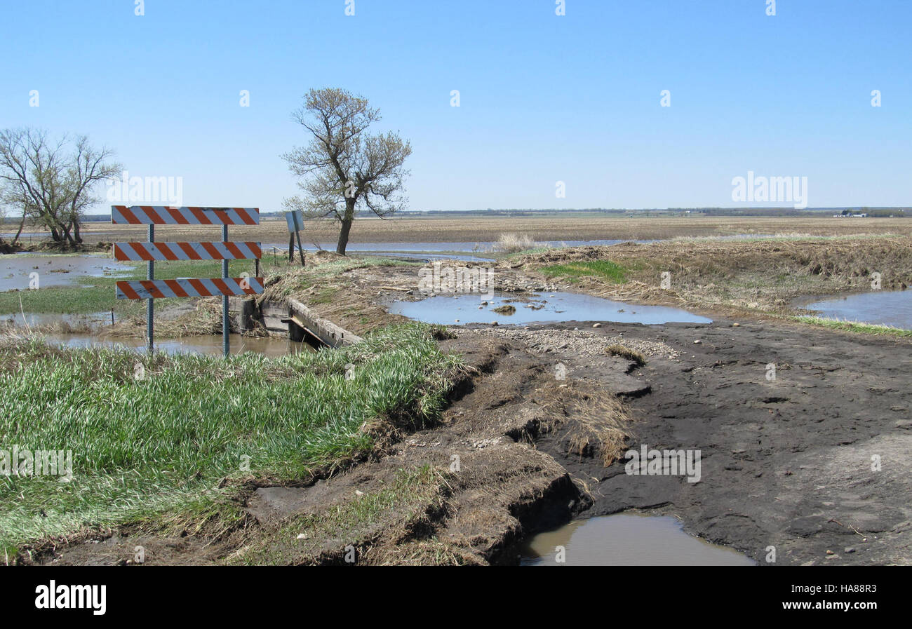 The image shows flooding caused by heavy rainfall in the Cavalier ...