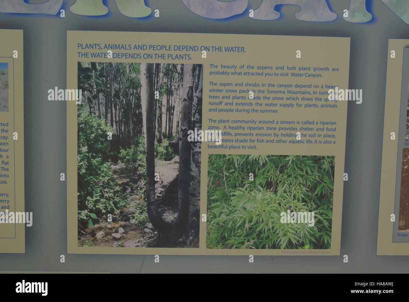 An interpretive sign at Water Canyon Recreation Area, located in Nevada ...