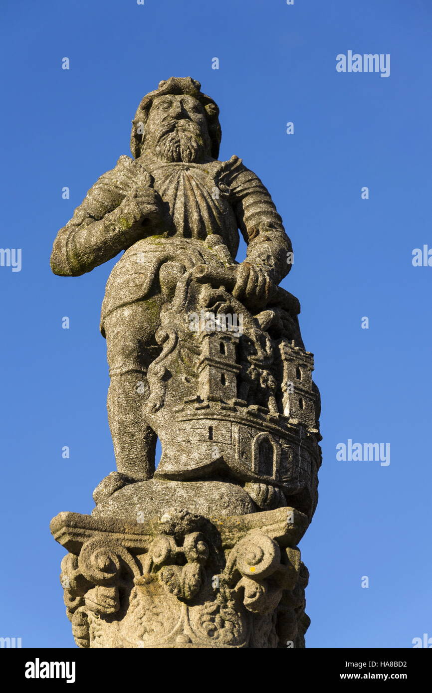 Knight Ronald on fountain before church in Tabor, Czech Republic Stock ...
