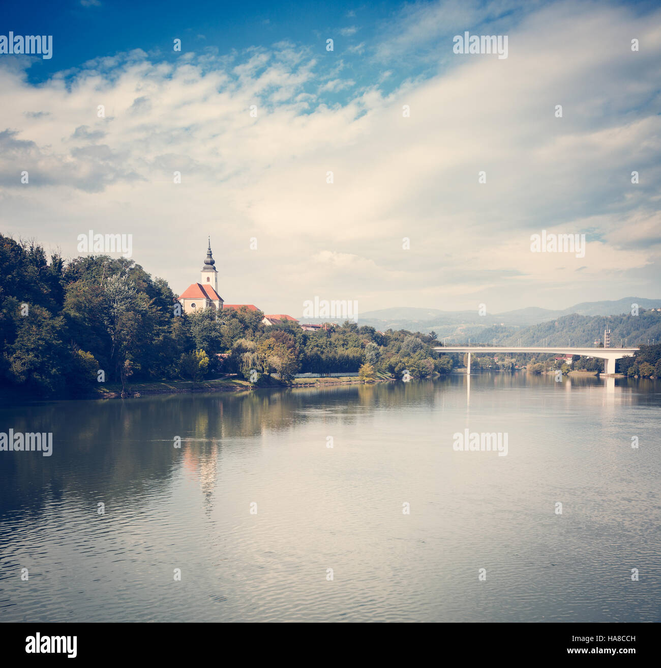 Old Church on Drava River Bank. Maribor, Slovenia Stock Photo - Alamy