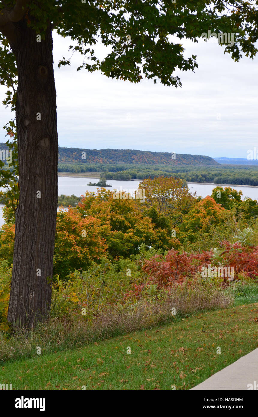 This image captures the stunning fall view of the Mississippi River ...