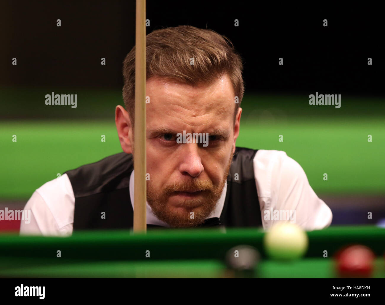 Robin Hull in action against Shaun Murphy during day five of the Betway ...