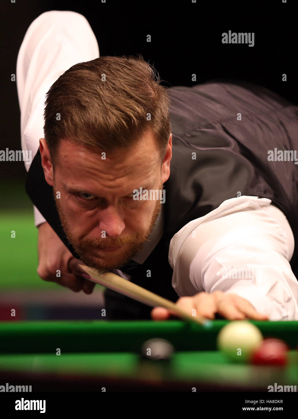 Robin Hull in action against Shaun Murphy during day five of the Betway ...
