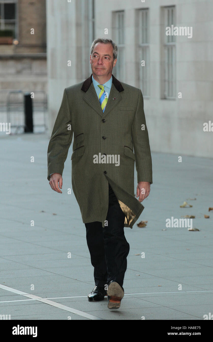 Nigel Farage arriving for the Andrew Marr show at the BBC studio's in ...