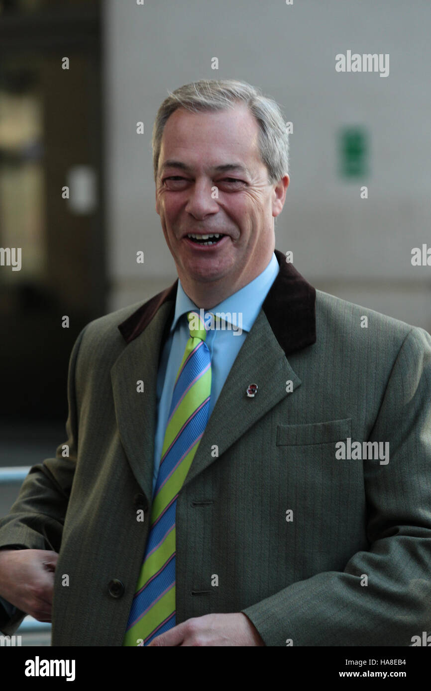 Nigel Farage arriving for the Andrew Marr show at the BBC studio's in ...