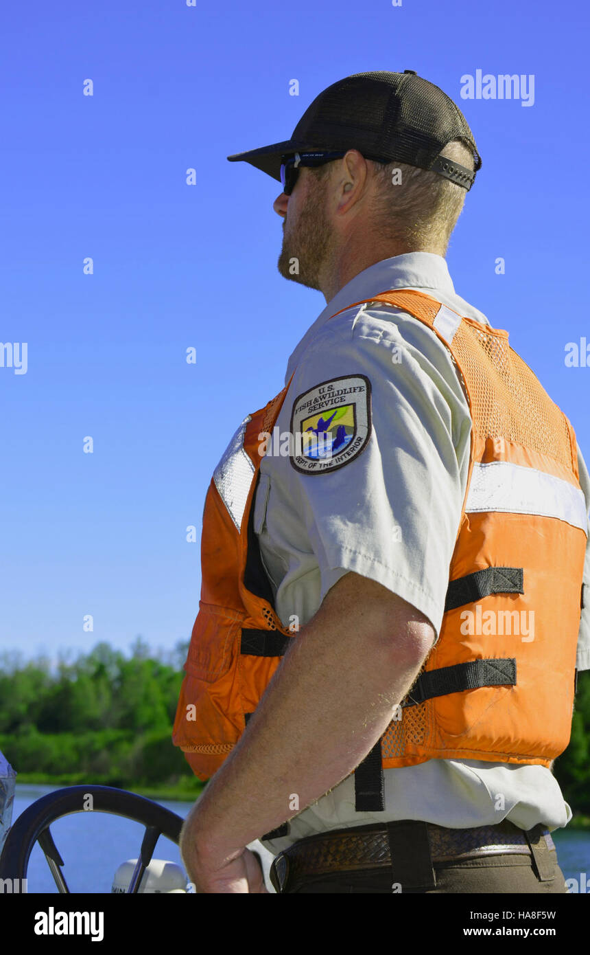 This image shows Kevin Letson operating a boat as part of a wildlife ...