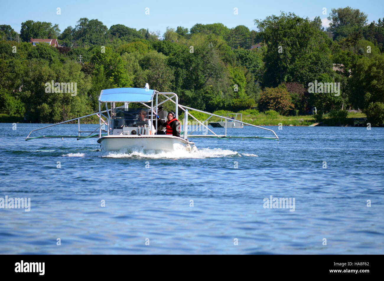 A photo illustrating the application of Bayluscide spot treatment, used ...