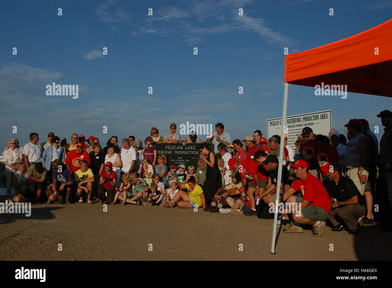A gathering of park visitors and attendees at a National Park event ...