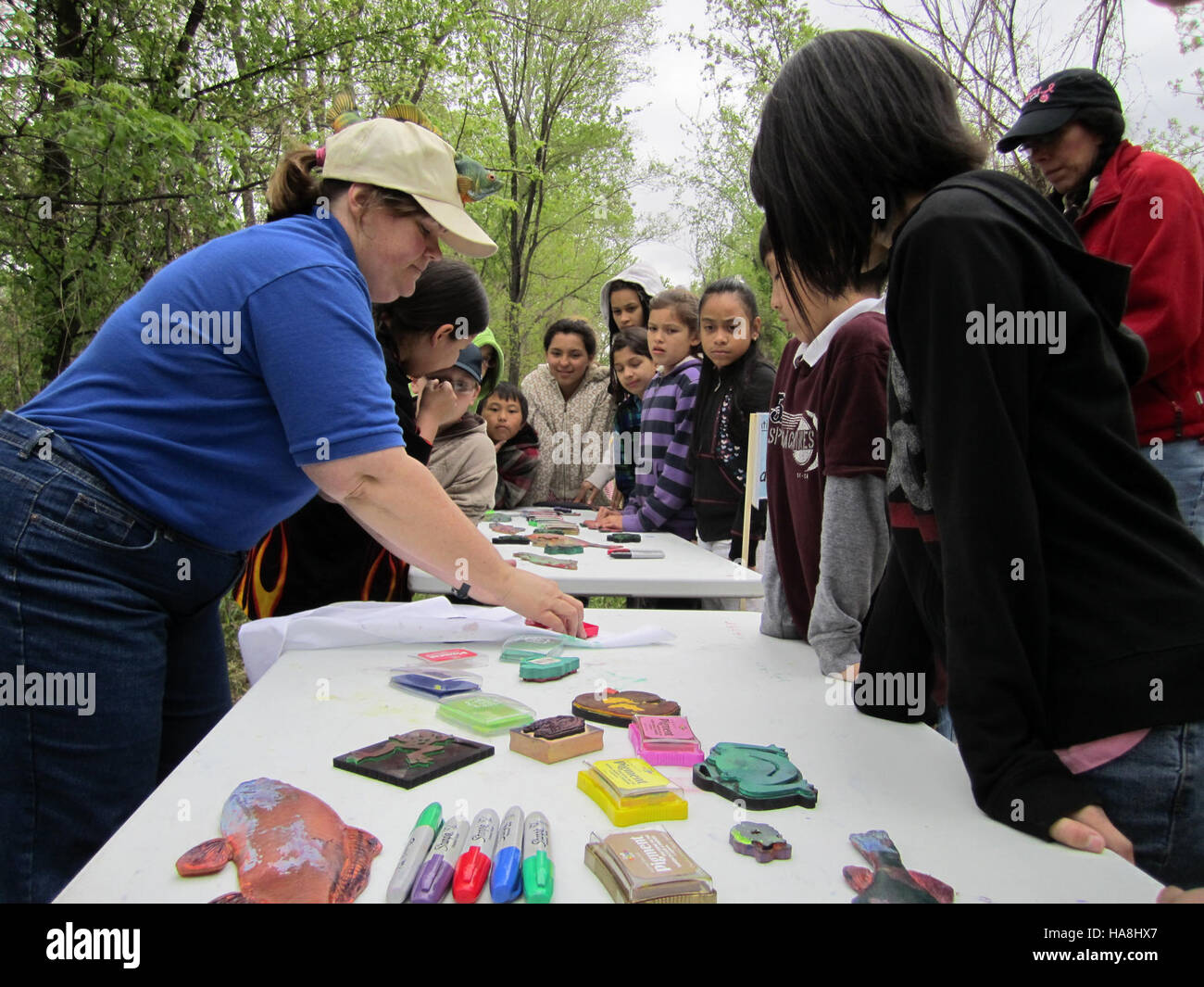 Fish prints, a form of art depicting aquatic species, are created at a ...