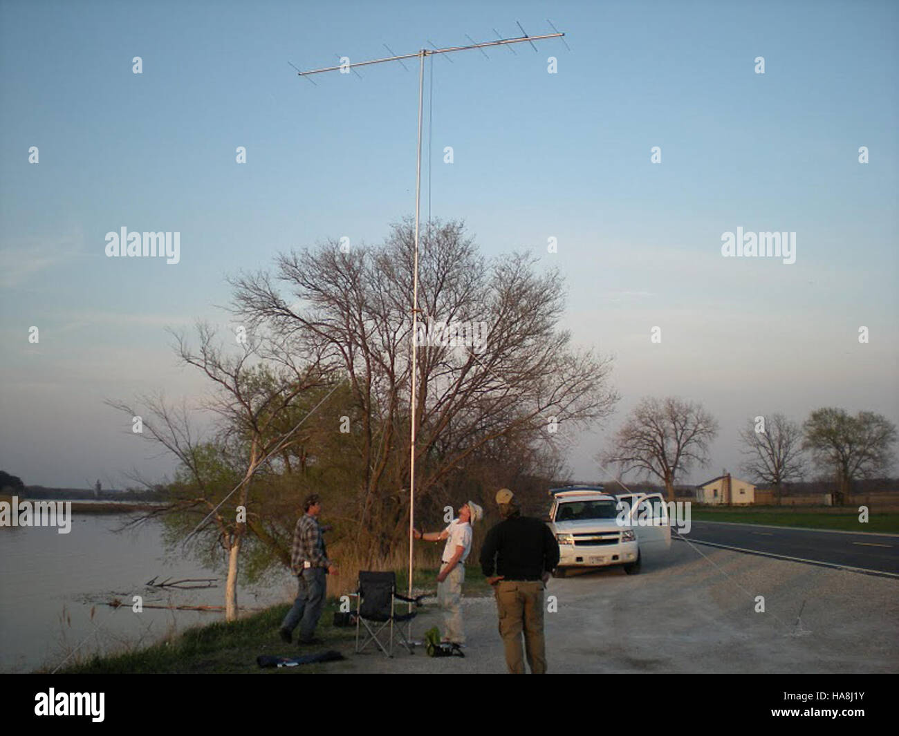 A stationary radio receiver used to track bat movements, helping ...