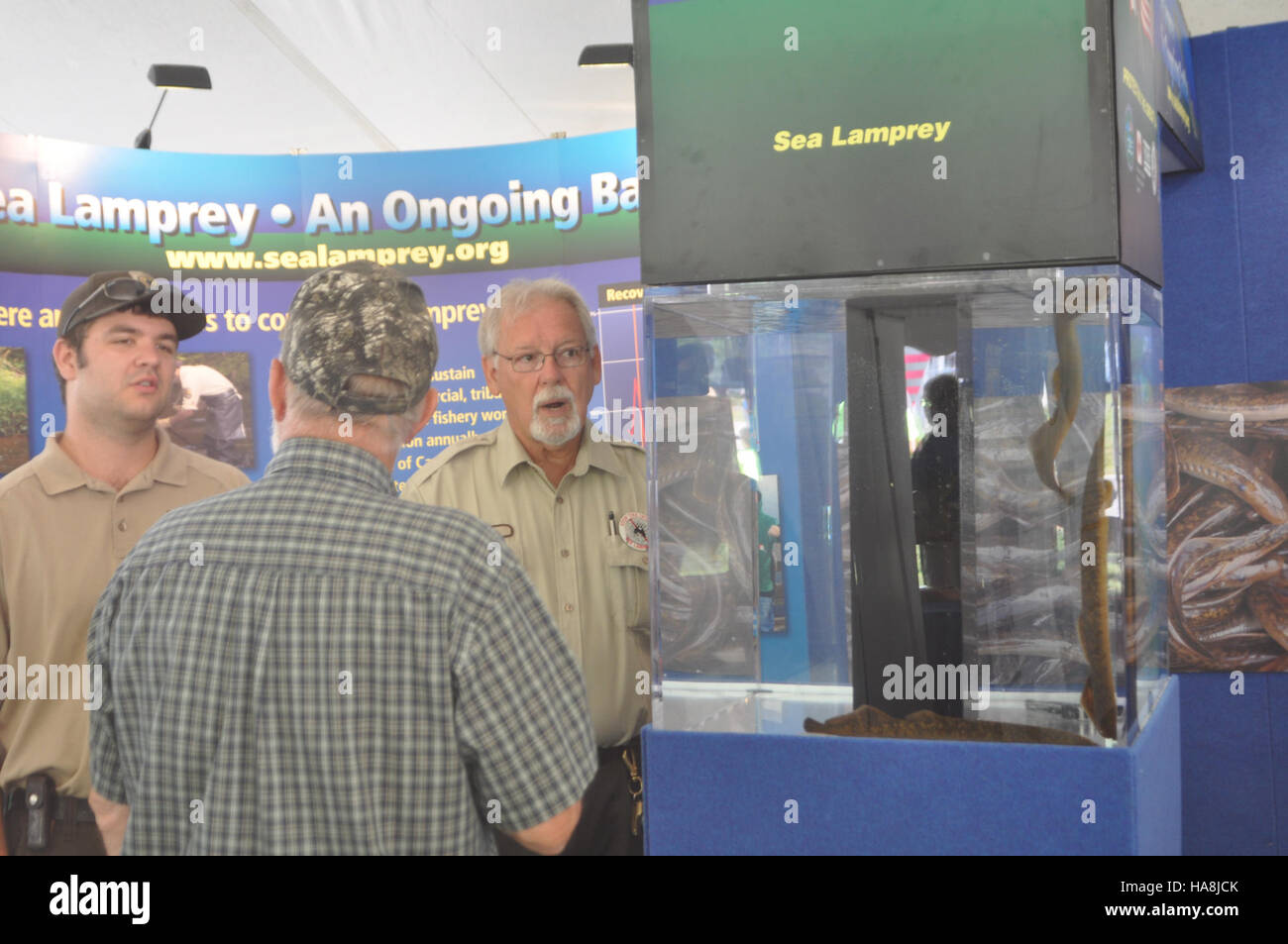 The Sea Lamprey exhibit, displayed by the U.S. Fish and Wildlife ...