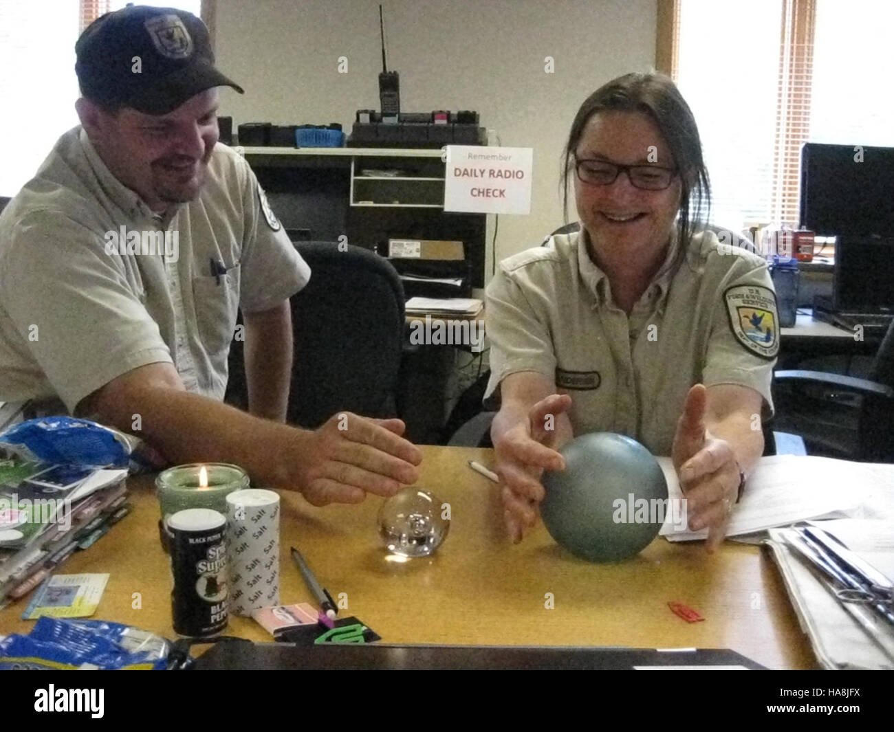 Biologist Greg Knutson and Project Leader Maggie Anderson work together ...