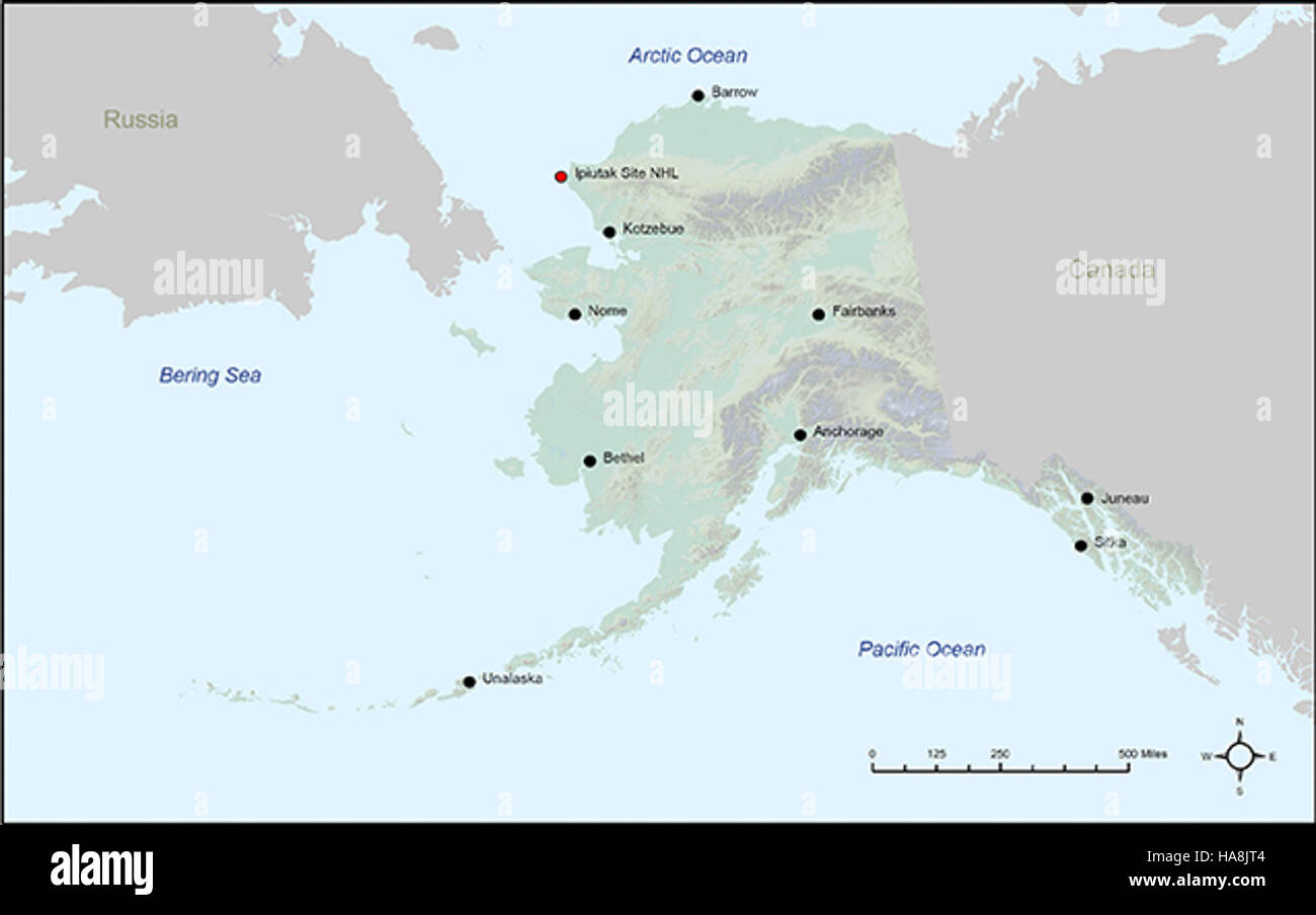 A map highlighting the Ipiutak National Historic Landmark in Alaska ...