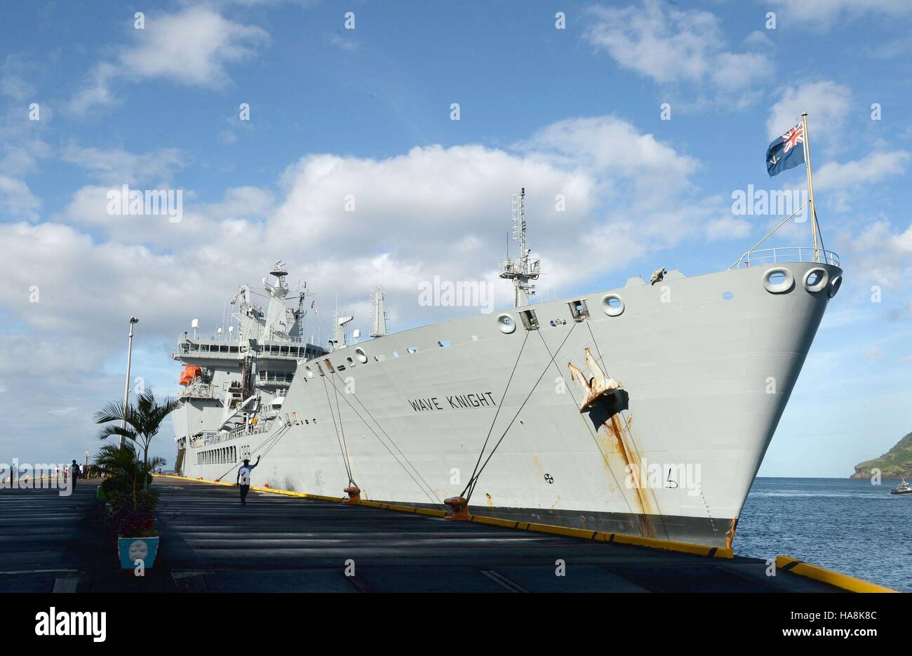 RFA Wave Knight dockside at St Vincent Caribbean, as Prince Harry's ...