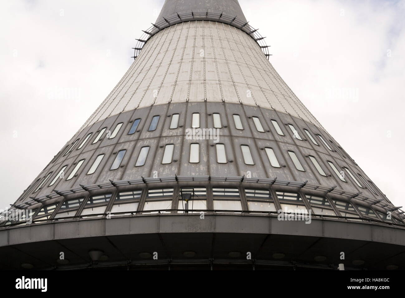 Detail of telecommunication transmitters tower on Jested, Liberec ...