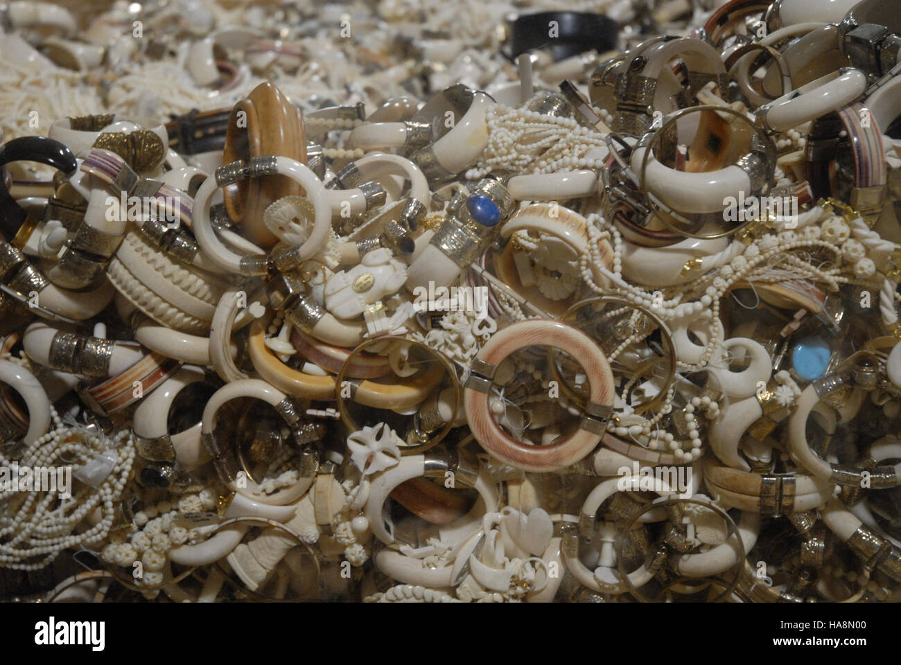 Confiscated ivory jewelry is being prepared for destruction in a ...