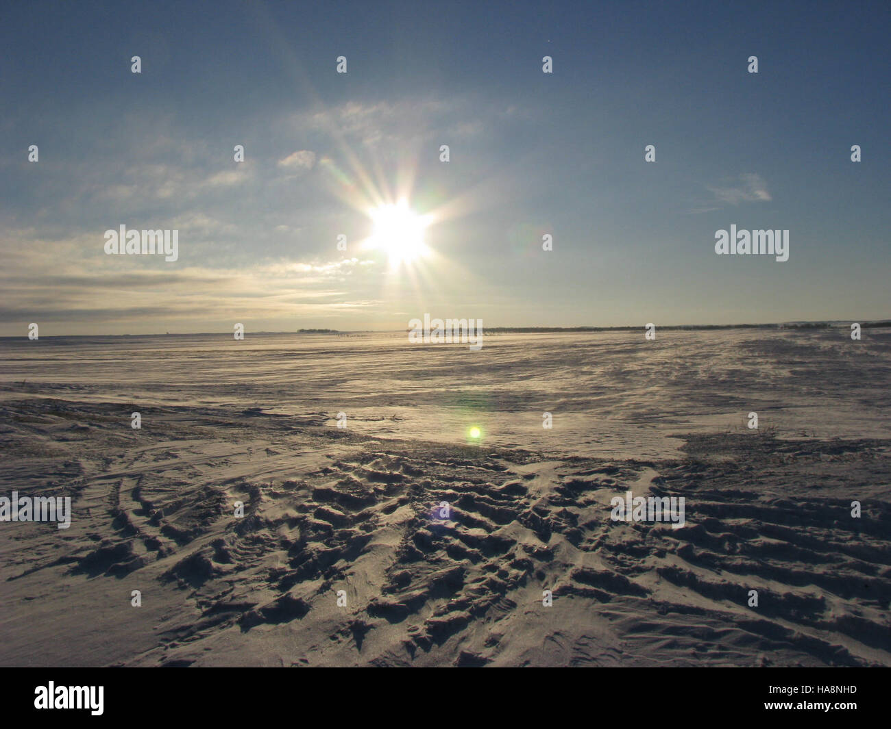 The image captures the stark beauty of a winter landscape in North ...