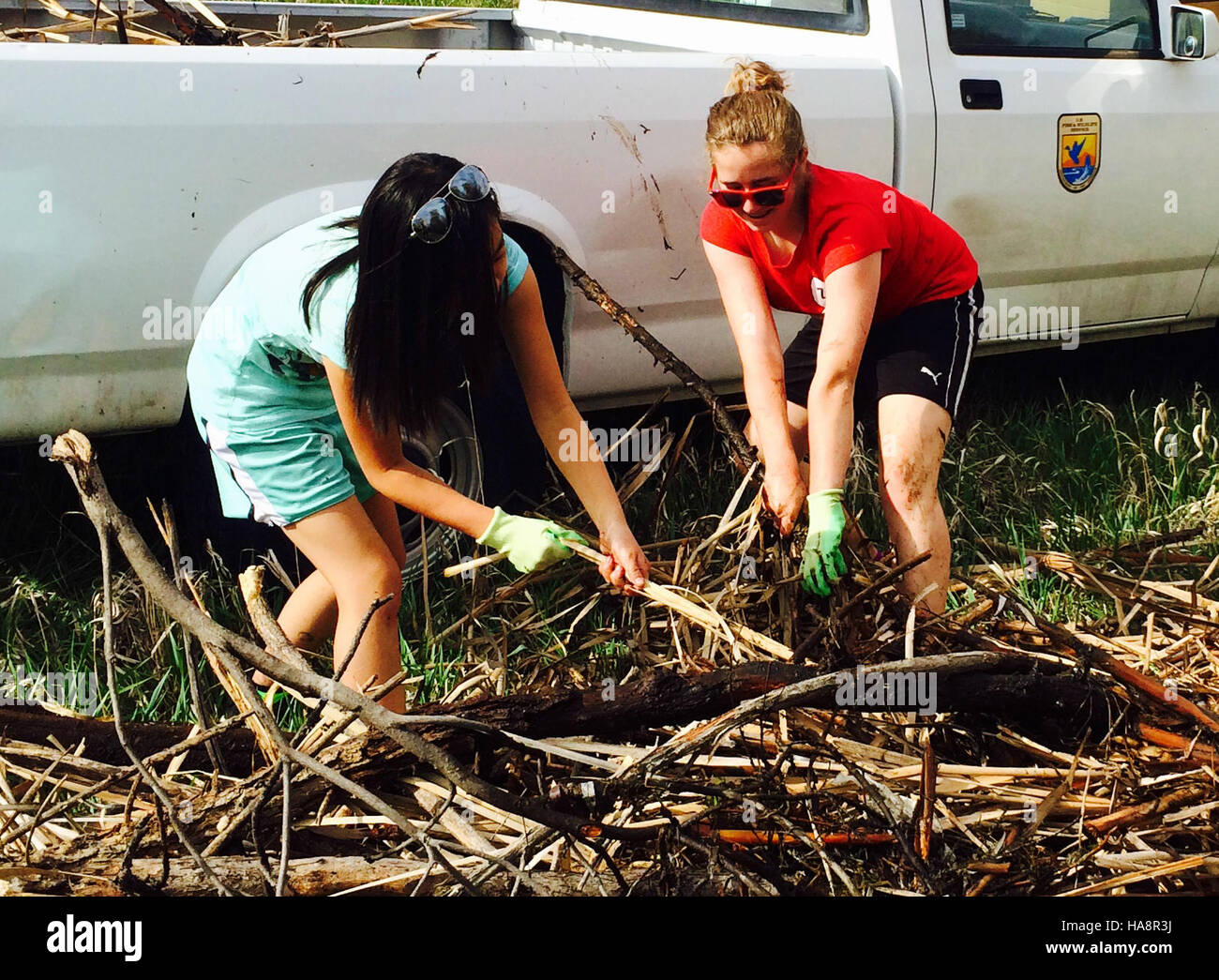 Earth Day activities with young girls in a national park, emphasizing ...