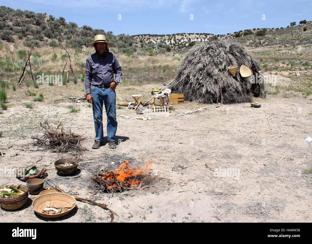 The replica Shoshone village at the California Trail Interpretive ...