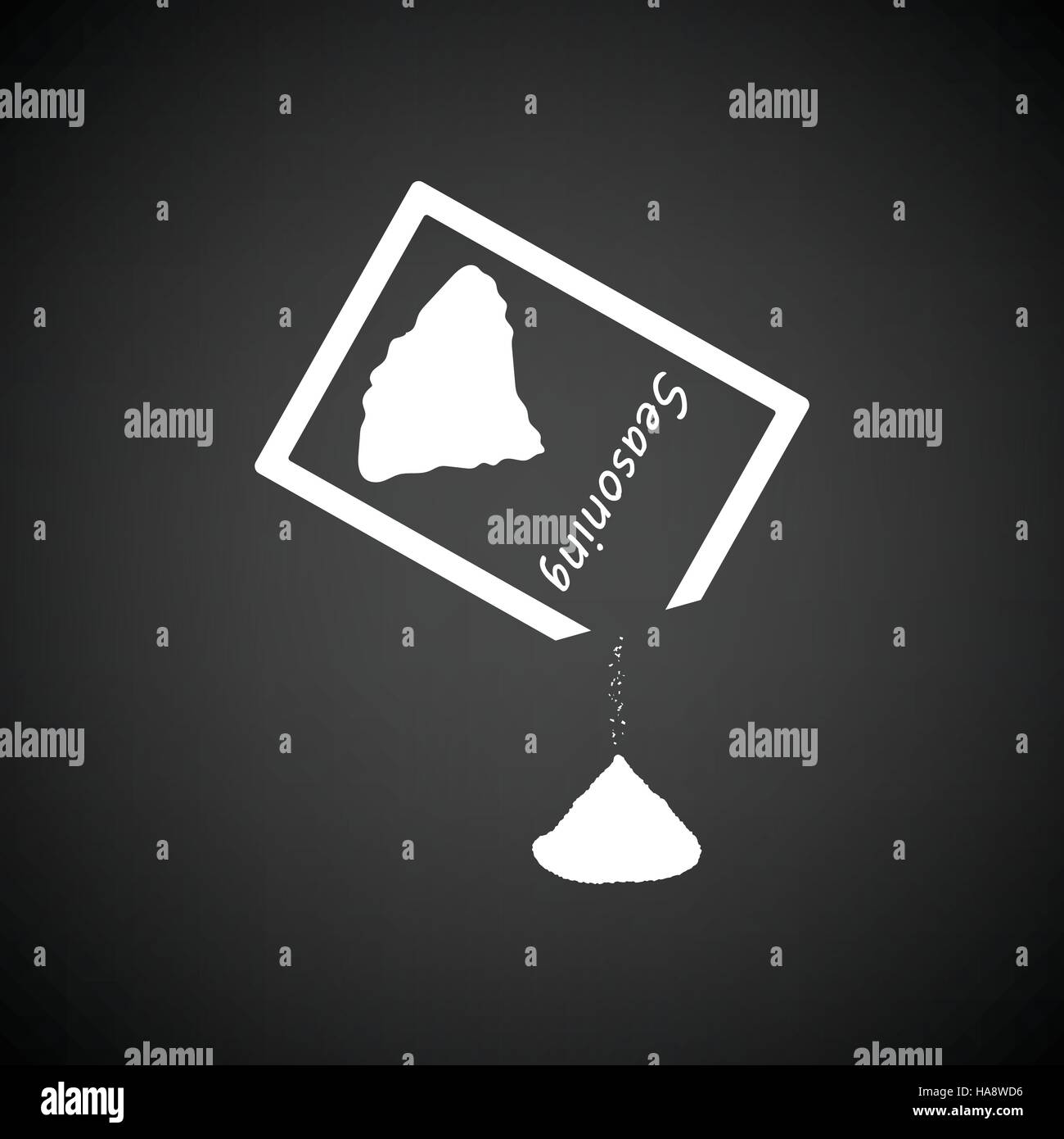 Seasoning package icon. Black background with white. Vector ...