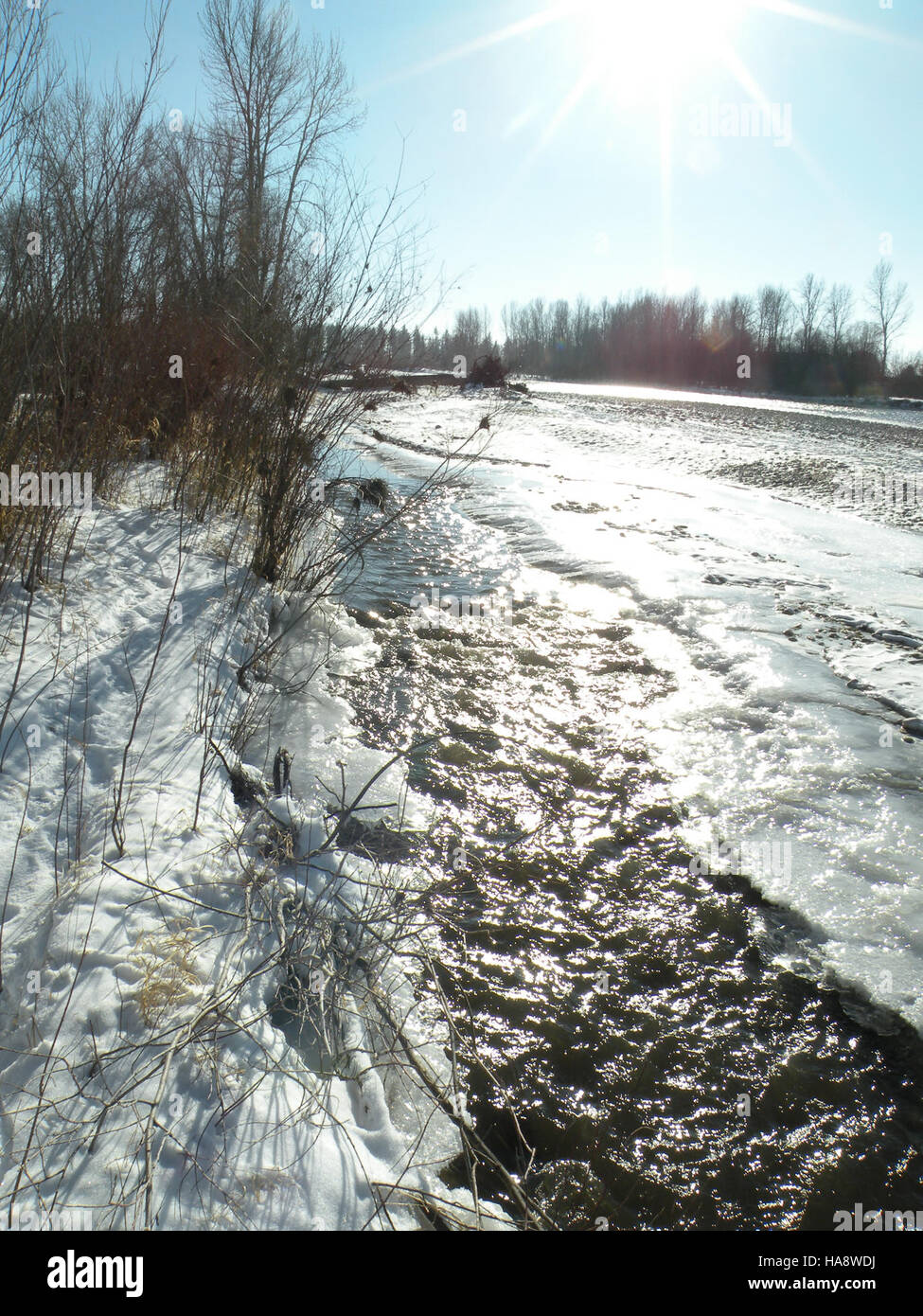 The Bitterroot River in winter, located in the Mountain Prairie region ...