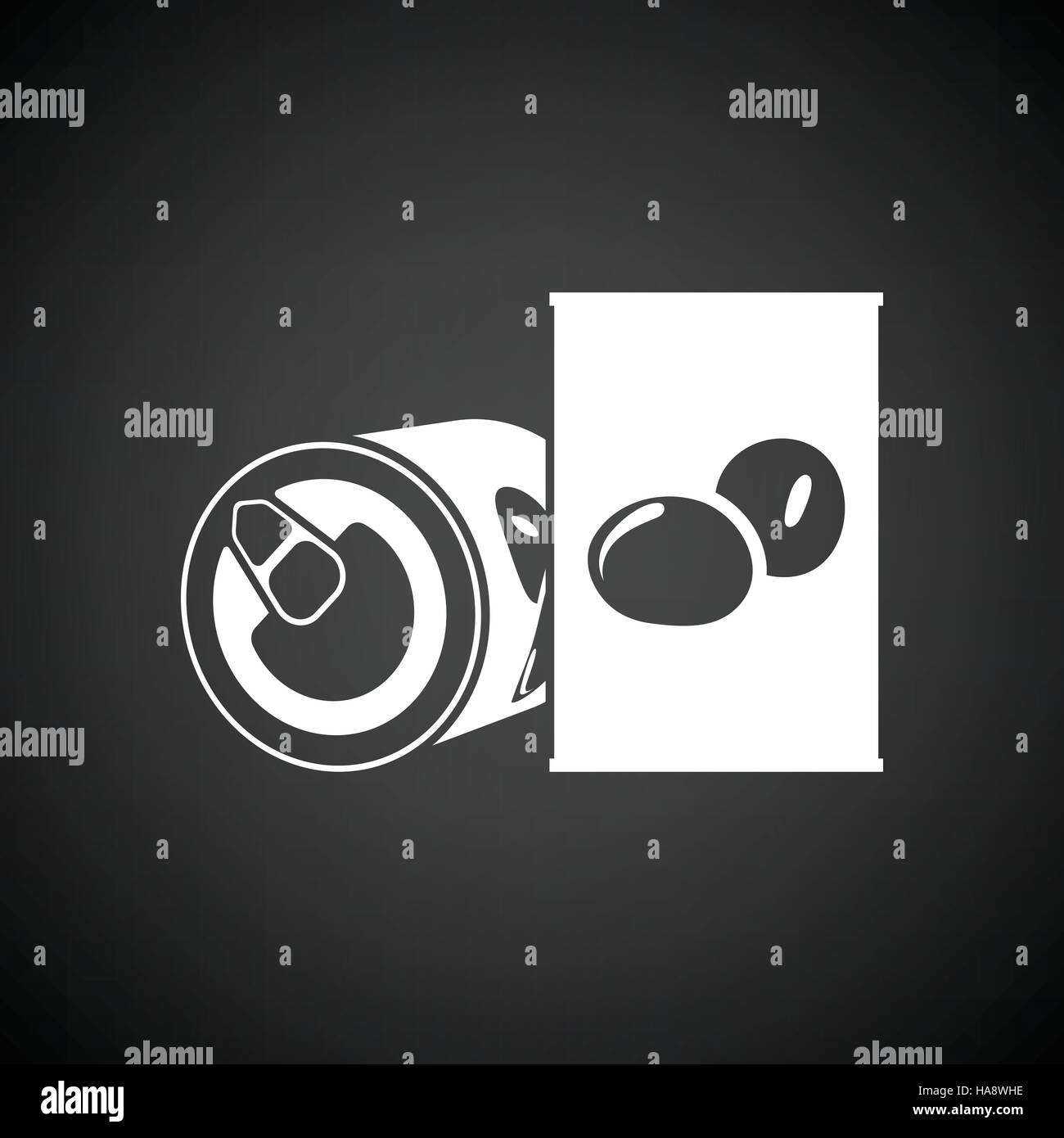 Olive can icon. Black background with white. Vector illustration Stock ...