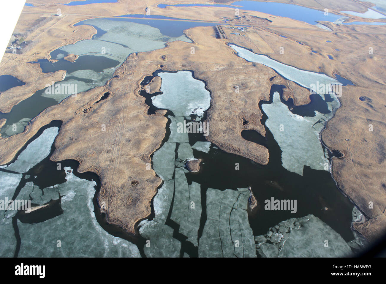 This image captures the annual ice breakup in a national park, marking ...