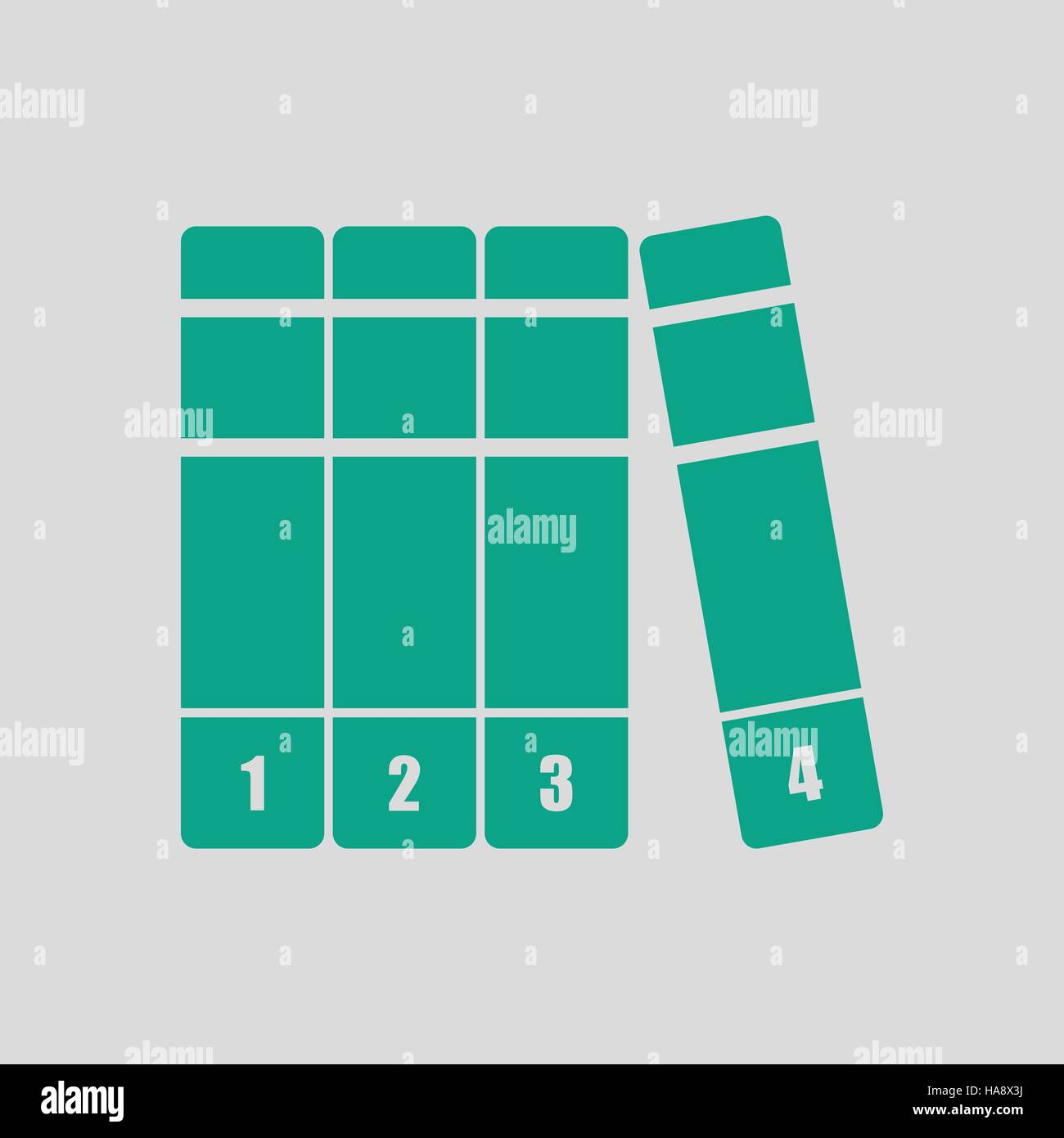 Books volumes icon. Gray background with green. Vector illustration ...