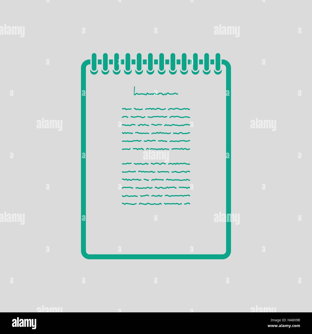 Binder notebook icon. Gray background with green. Vector illustration ...