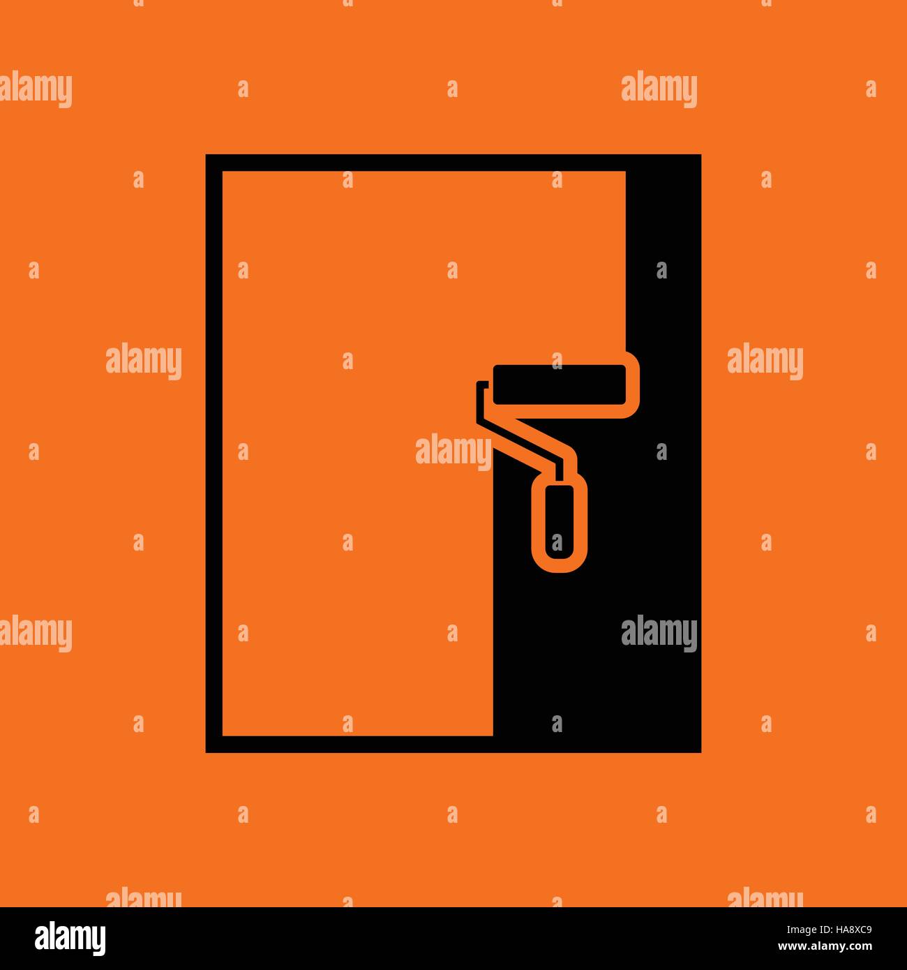 Wall painting icon. Orange background with black. Vector illustration ...