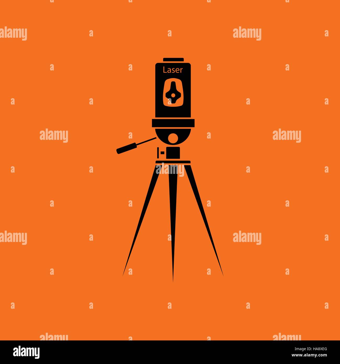 Laser level tool icon. Orange background with black. Vector ...
