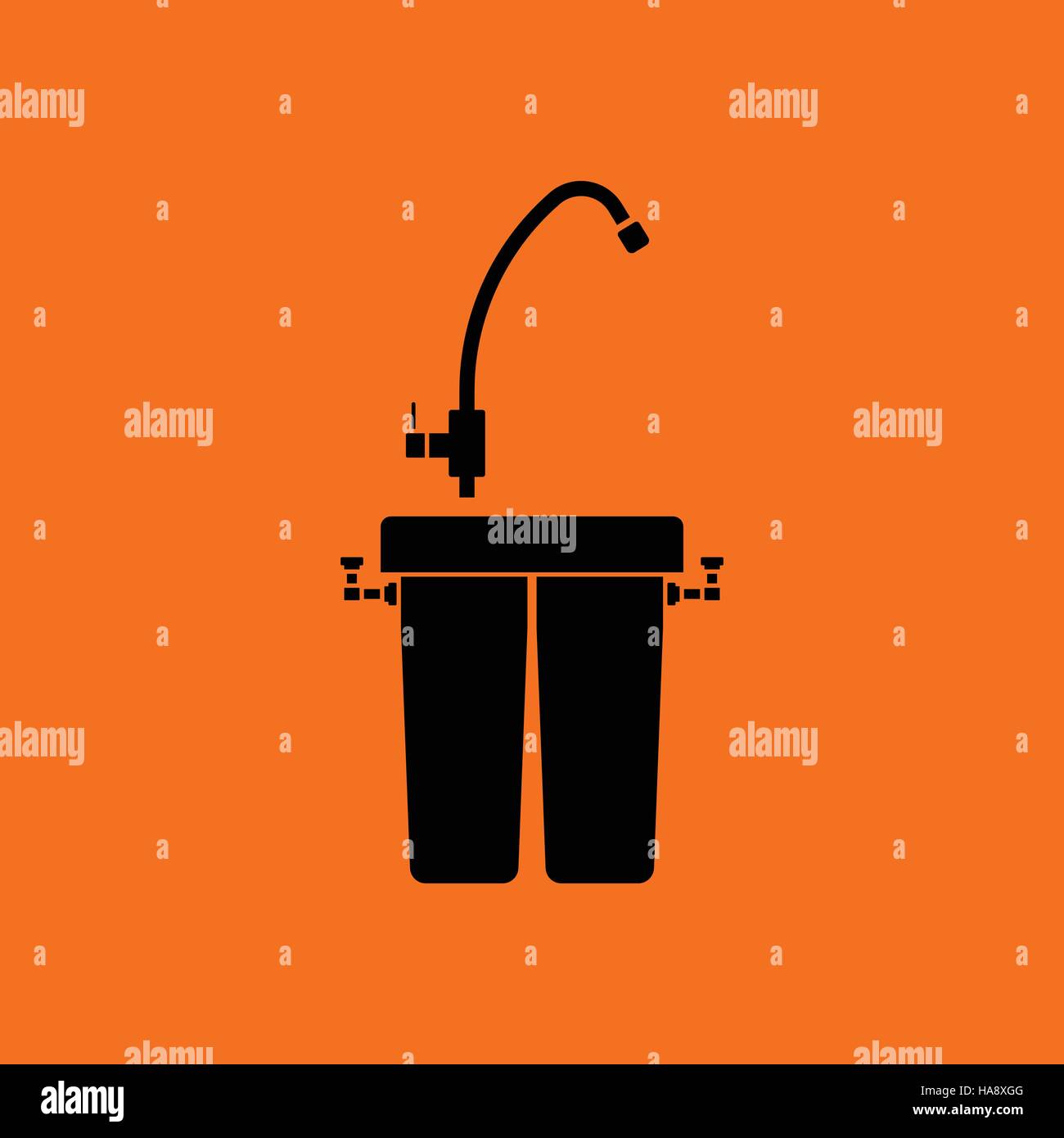Water filter icon. Orange background with black. Vector illustration ...