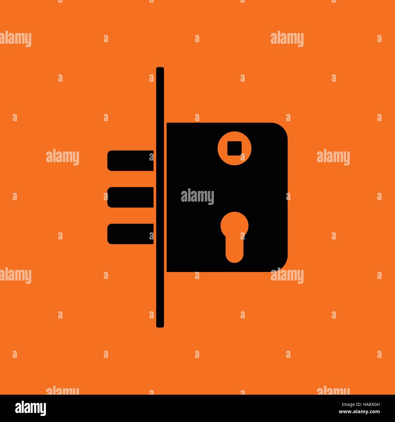 Door lock icon. Orange background with black. Vector illustration Stock ...