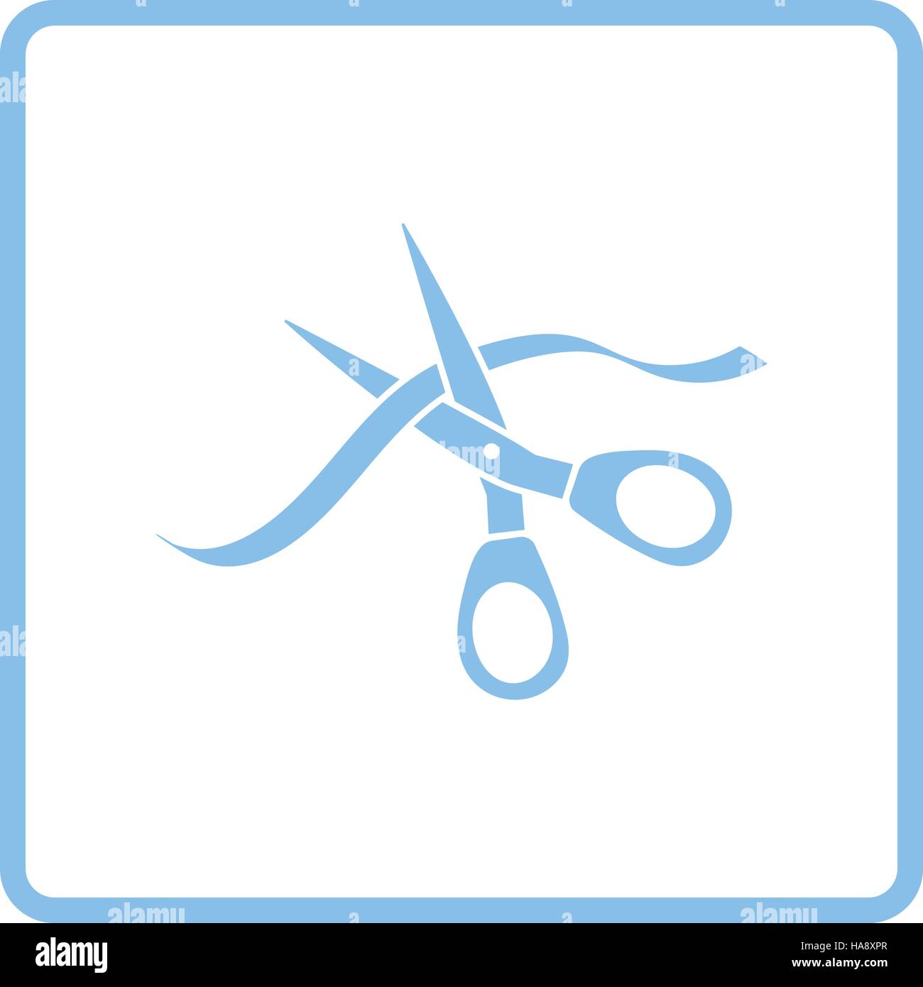 Ceremony ribbon cut icon. Blue frame design. Vector illustration Stock ...