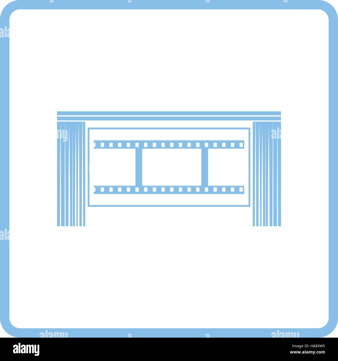 Cinema theater auditorium icon. Blue frame design. Vector illustration ...