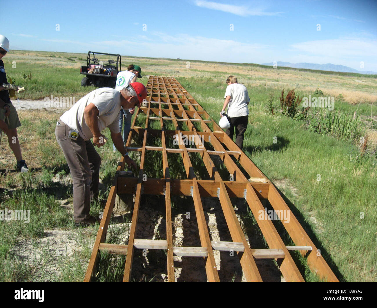 The Marsh Meander Trail Bridge in a national park provides visitors ...
