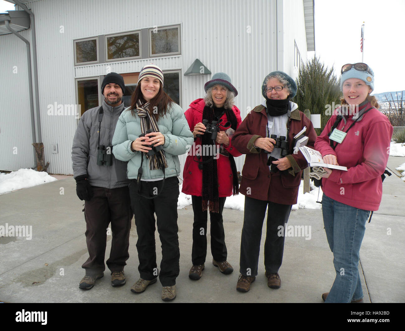 A birding group in a national park, observing native and migratory bird ...