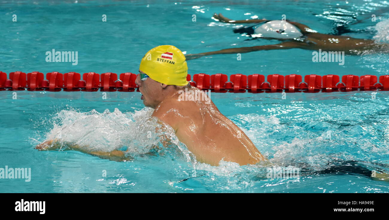 Hong Kong, China - Oct 29, 2016. Austrian swimmer Sebastian STEFFAN ...