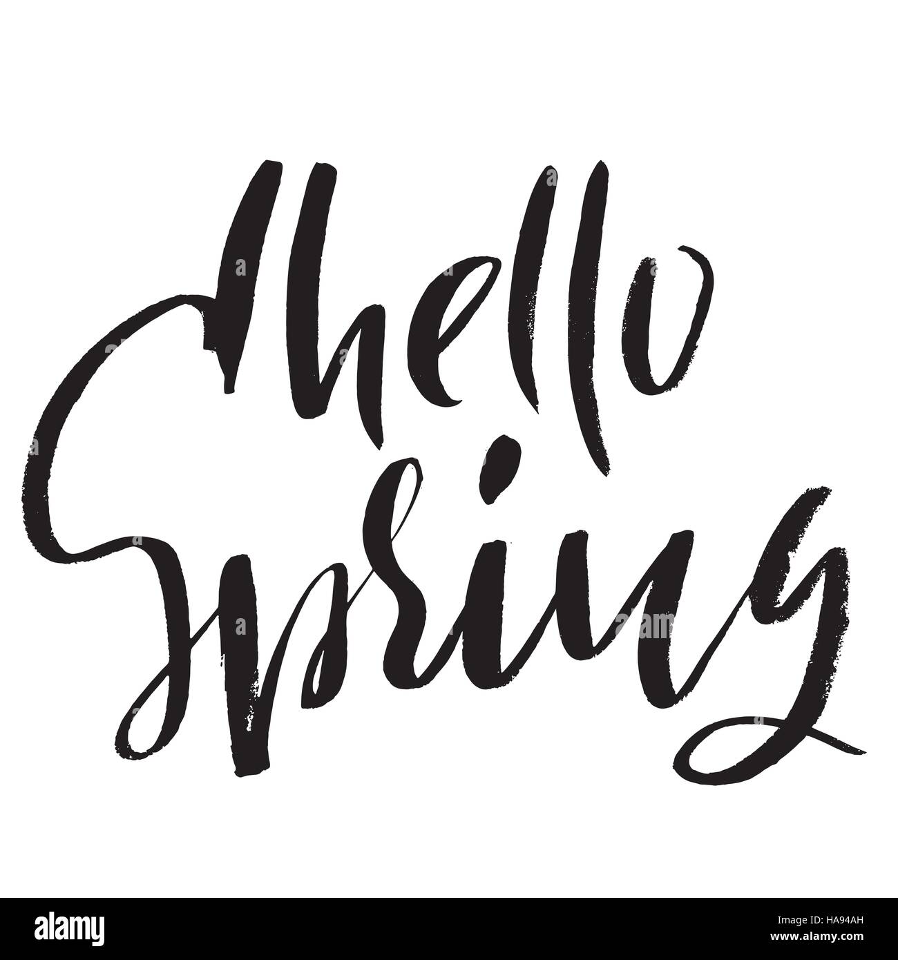 Hand lettered style spring design on a white background. Hello spring ...