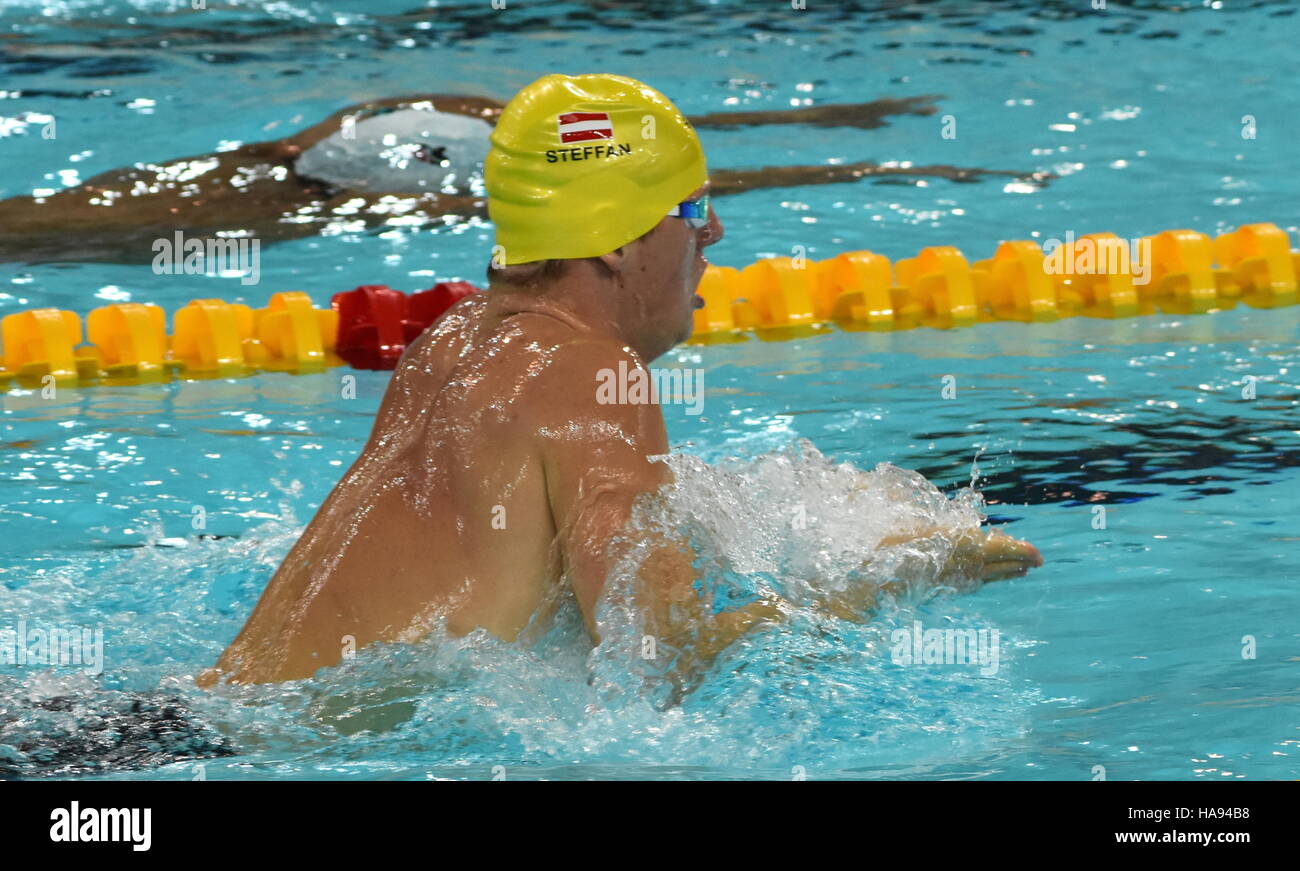 Hong Kong, China - Oct 29, 2016. Austrian swimmer Sebastian STEFFAN ...