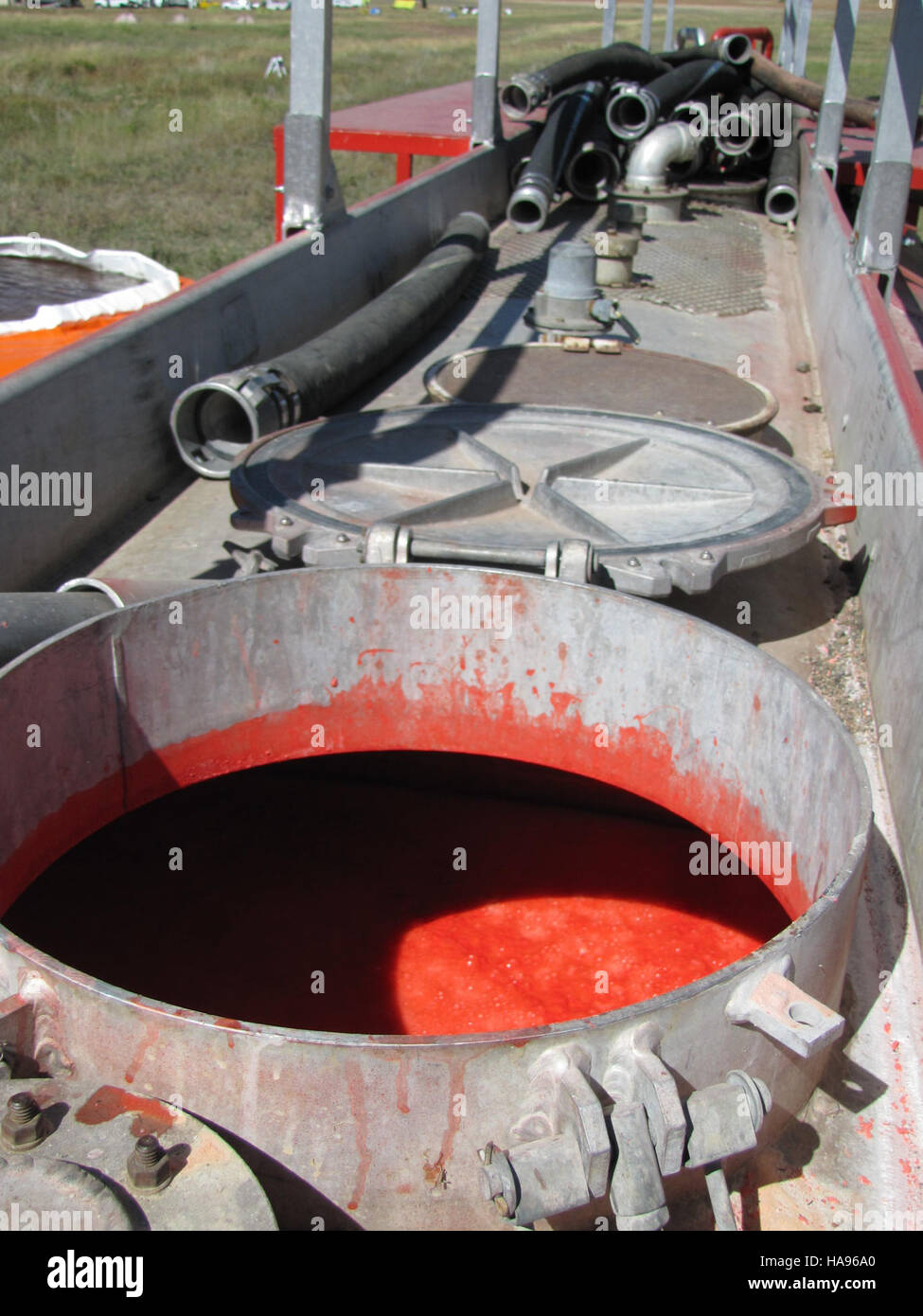 An up-close view of fire retardant used in wildfire management efforts ...