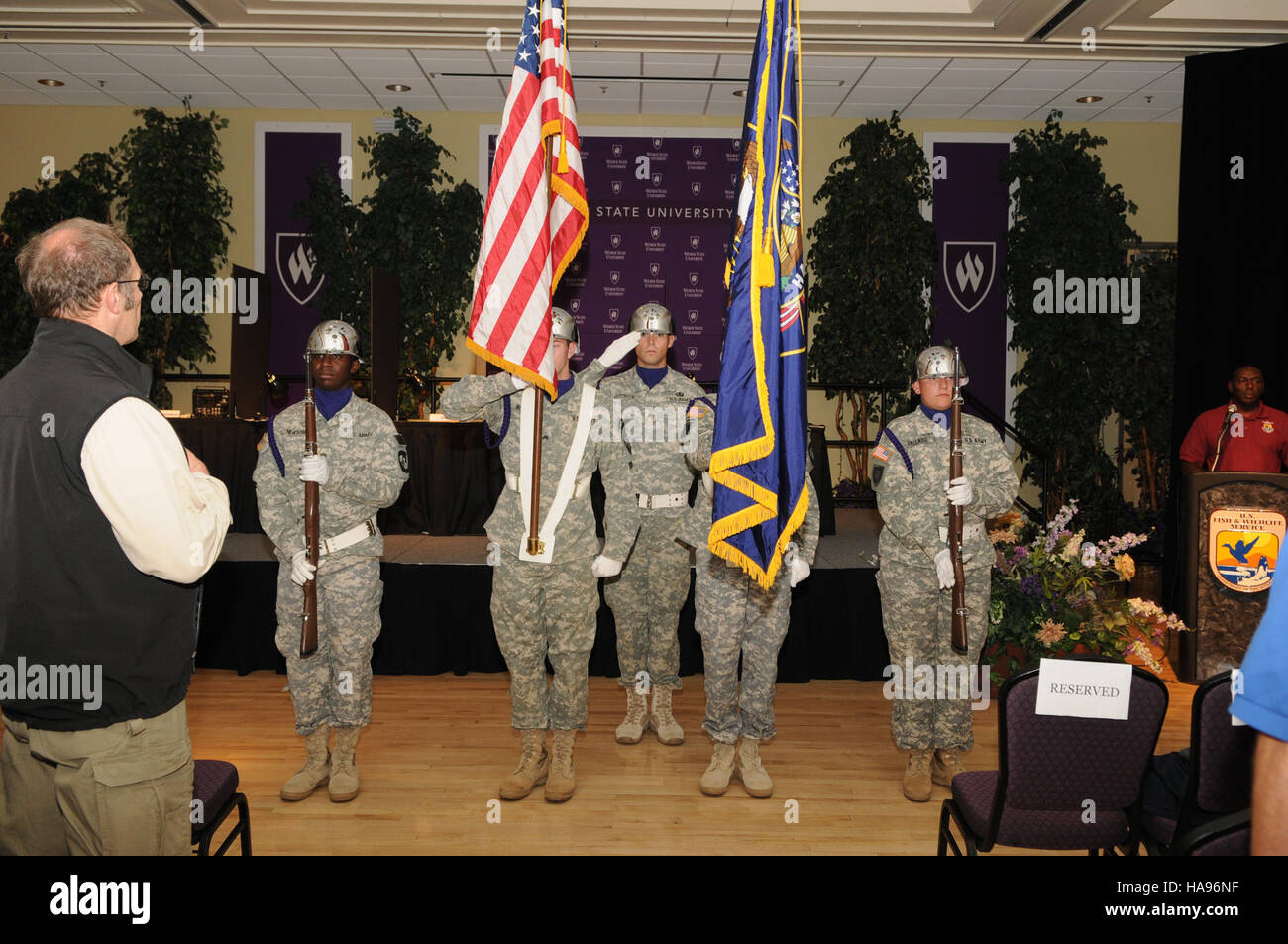 The photograph showcases the Presentation of Colors, a ceremonial ...